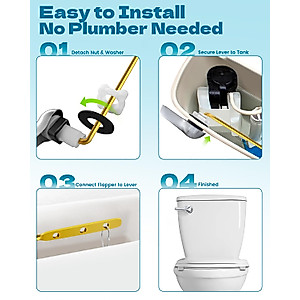 Toilet Handle Replacement Kit Universal - Front-Mount Toilet Handle Tank Flush Lever with Stainless Steel Flapper Chain, Compatible with Gerber, American, Standard, Kohler, TOTO