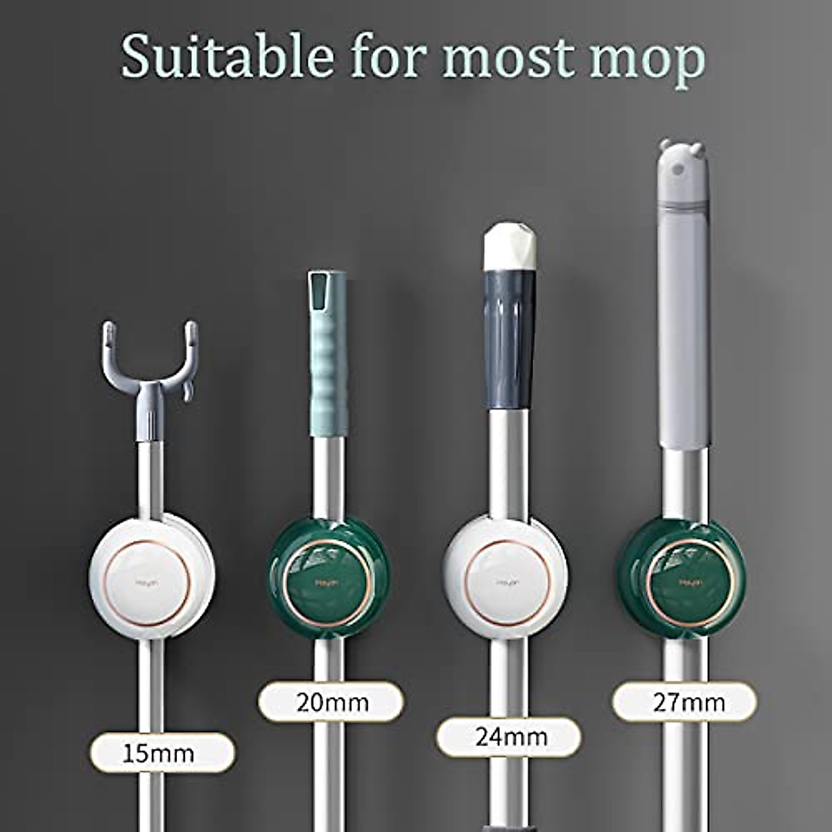 HAYAN Broom & Mop Holder, No-Drilling Wall Mount Broom Gripper Organizer, Mop Broom Hanger, Lightsaber Holder Storage (White, 1 pcs)