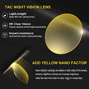 Night Vision Glasses Anti-Glare Polarized Aviator Night Driving Glasses for Men & Women (Silver Lightweight Metal Frame)