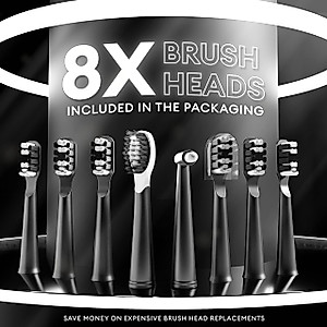 DrDent X Edition Sonic Electric Toothbrush - 8 Brush Heads - 5 Cleaning Modes with Smart Timer - Interdental and Tongue Cleaner Brush Head Included - One Charge Lasts 60 Days