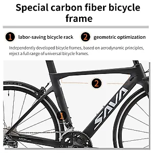 SAVADECK Carbon Road Bike with Shimano SORA R3000 18 Speed Derailleur System,Racing Bicycle with Carbon Fiber Frame Carbon Fork and Double V Brake for Adult.(White 56cm)