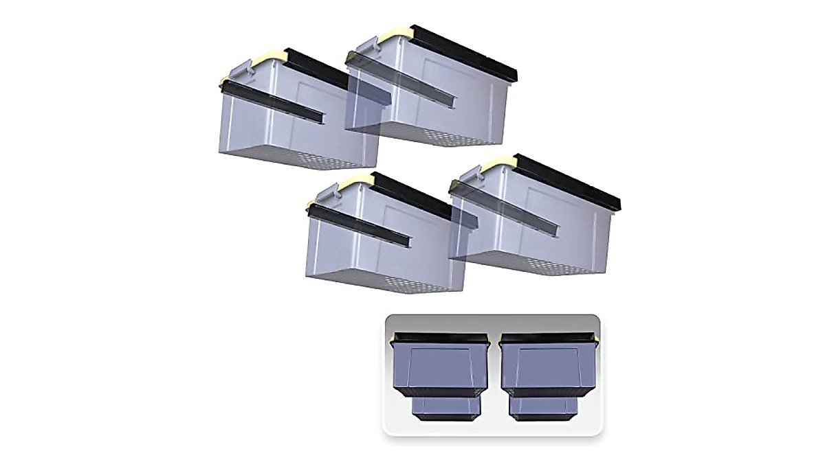 TOPOWN 4-Set Overhead Storage Bin Rack for Four Bins Garage Ceiling ...