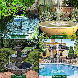 Antfraer Solar Water Pump, 20W Solar Water Fountain Pump 320GPH+ Flow Adjustable with 16.5FT Cord, 7 Nozzles Solar Fountain Pump for Pond Fish Pond Garden Waterfall Pool Hydroponics DIY Water Features