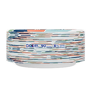 Dixie Paper Plates, 8 ½ inch, Lunch or Light Dinner Size Printed Disposable Plate, Packaging and Design May Vary 90 Counts (Pack of 1)