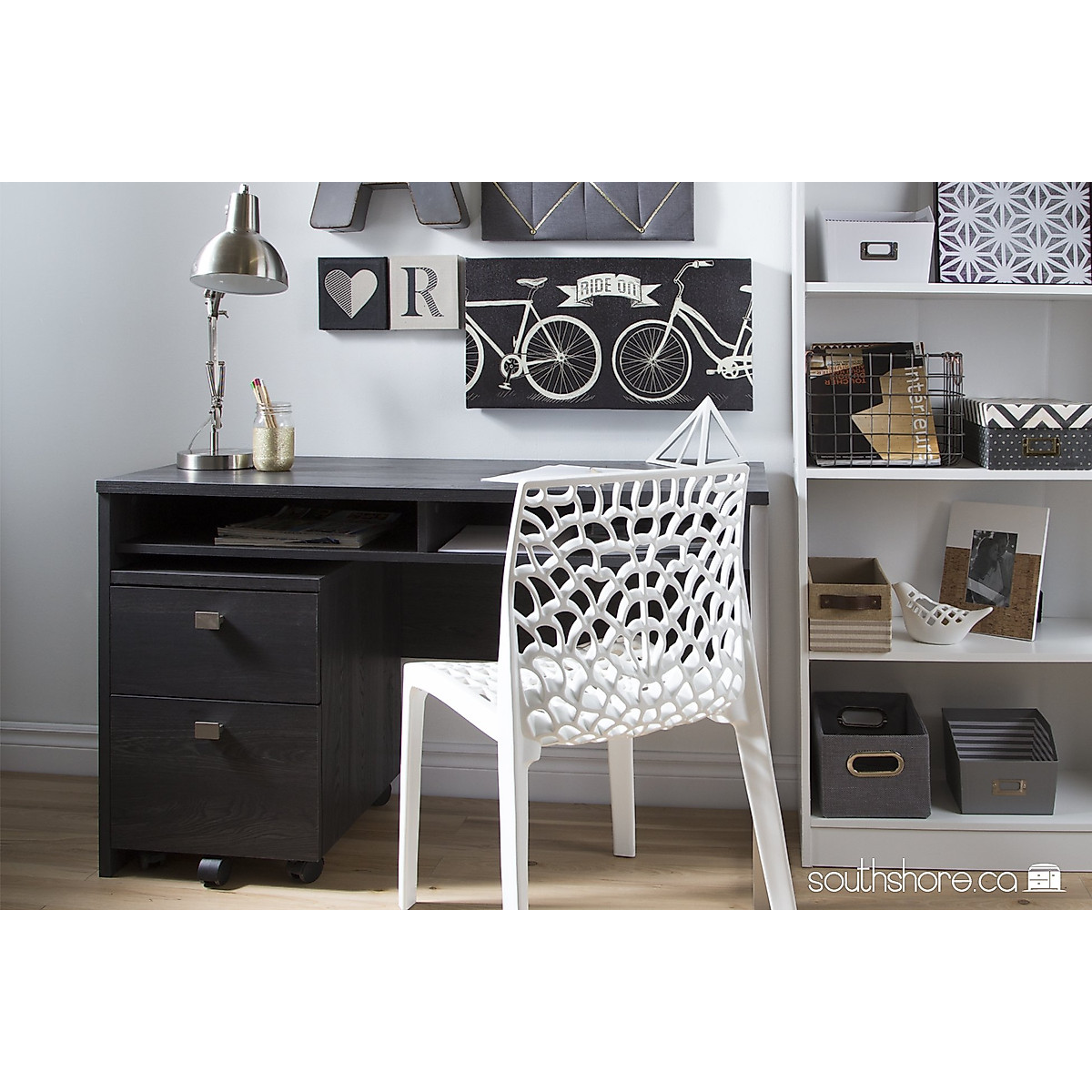 South Shore 2-Drawer Mobile File Cabinet on Casters, Gray Oak