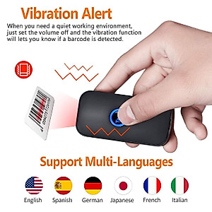 Tera 1D Mini Barcode Scanner, 3-in-1 Works with Bluetooth & USB Wired & 2.4G Wireless Laser 1D Bar Code Reader, Portable Barcode Scanner Work with iOS, Windows, Android, for Tablet or Computer, 5200C