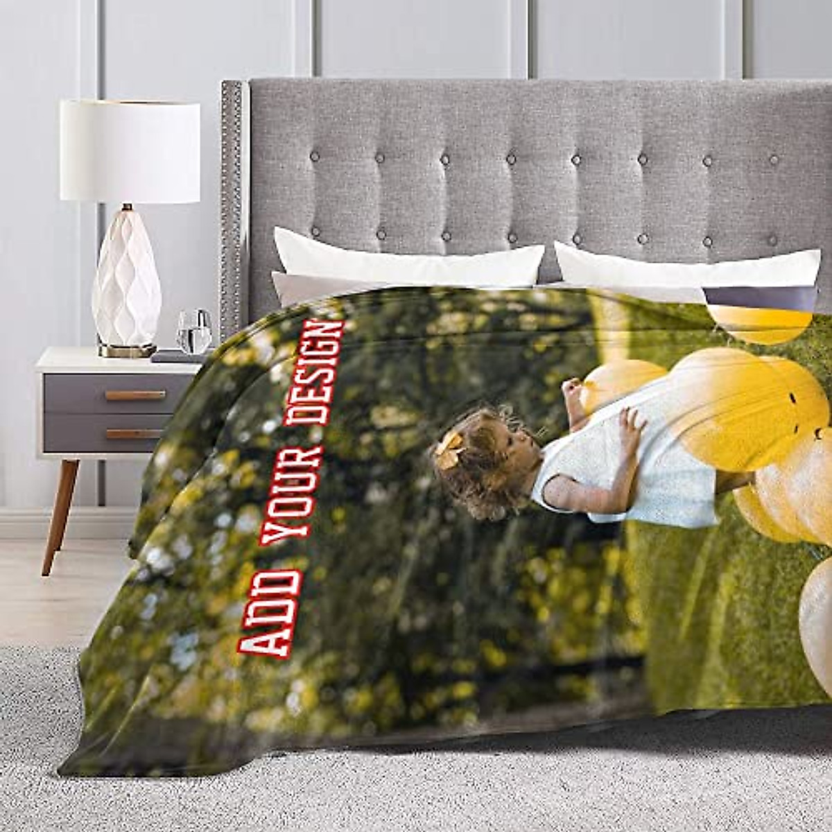 Custom Blanket with Photos Personalized Blanket Customized Throw Blanket Photos Custom Gifts for Christmas, Kids, Adults, Family Friends Lovers Dog Pets Personalized Birthday 40x30 in