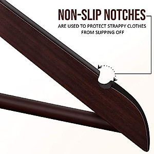 Utopia Home Premium Wooden Hangers - 360-Degree Rotatable Hook - Durable & Slim - Shoulder Grooves - Non-Slip Lightweight Hangers for Coats, Suits, Pant and Jackets (Pack of 20, Brown)