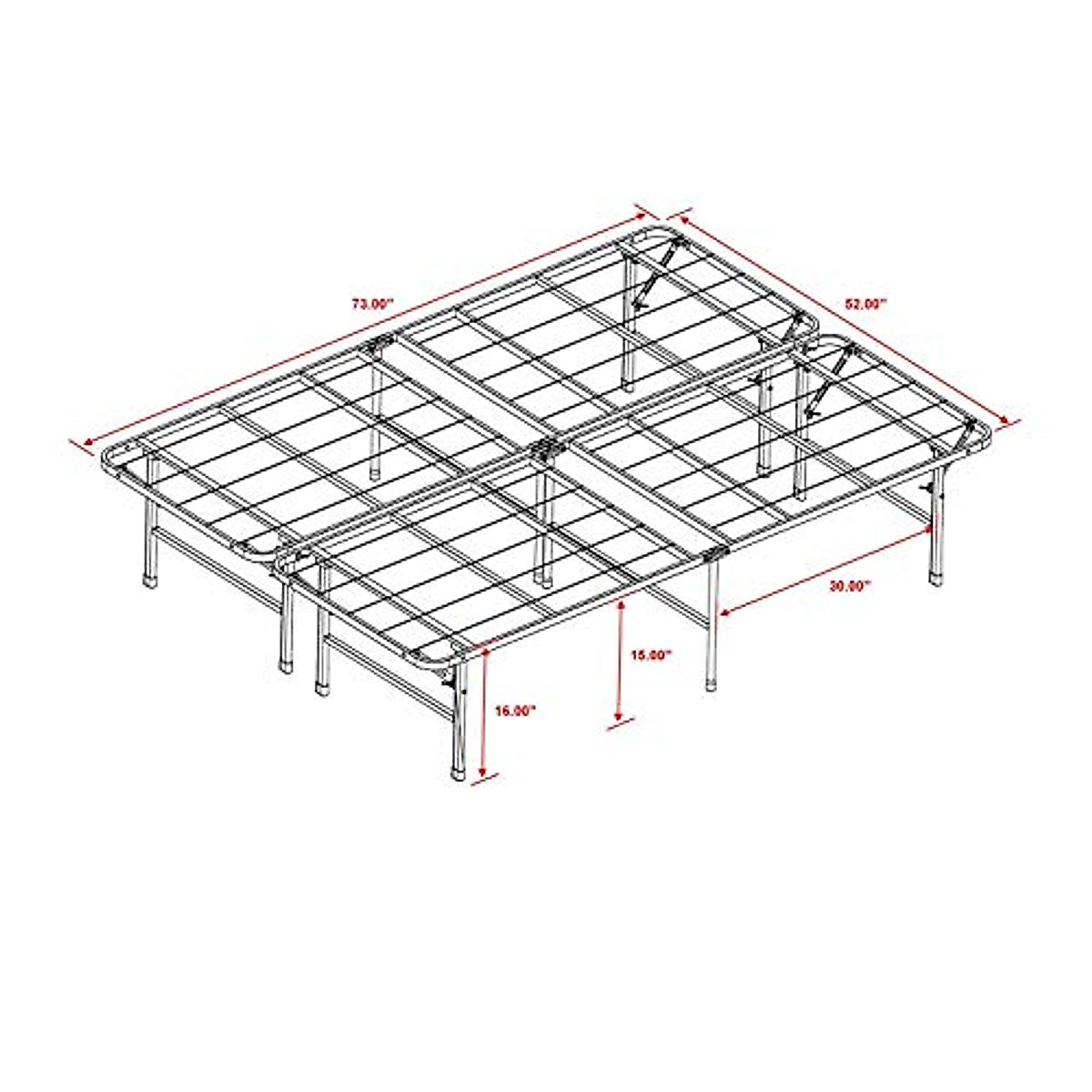 Coaster Home Furnishings Hetfield 16 Inch Foldable Metal Platform Bed Frame Mattress Foundation – Under-Bed Storage, Tools-Free Assembly, Box Spring Replacement – Full