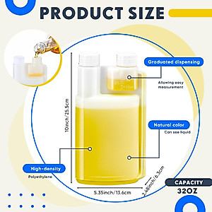 Lounsweer 12 Pcs Plastic Flask with Built in 1oz Shot Glass Graduated Chamber with Caps, Measuring Bottles One for Filling and One for Dispensing, to Store, Measure Dispense Liquids (32oz)