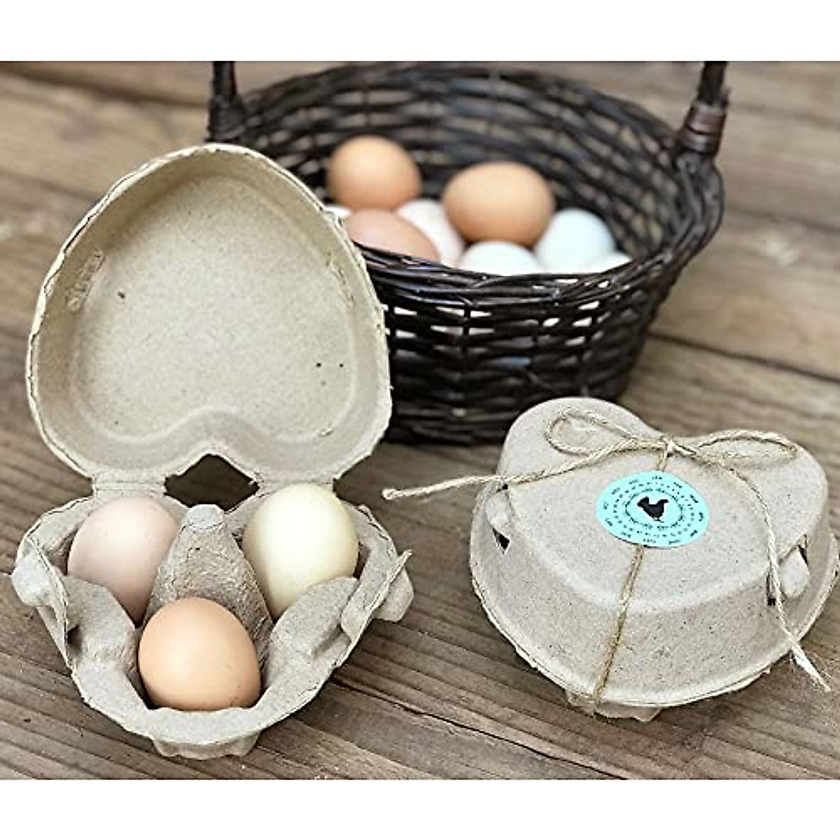 Heart Shaped 3-Egg Cartons for Backyard Chickens - 24 Pack
