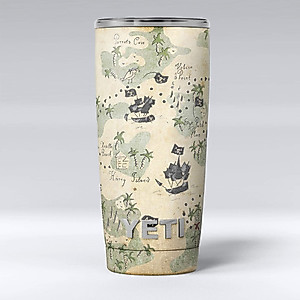 Design Skinz The Vintage Map of Pirate Islands - Skin Decal Vinyl Wrap Kit Compatible with The Yeti Rambler Cooler Tumbler Cups