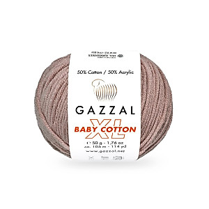 10 Pack (Skein) Gazzal Baby Cotton XL, 50% Soft Cotton 50% Acrylic, Each Ball 1.76 Oz (50g) / 114 Yards (105m), DK- Worsted, Knitting Yarn, Amigurumi Yarn, Baby Yarn, 3434