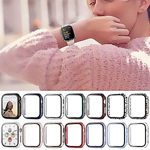 Haojavo 14 Pack Case with Tempered Glass Screen Protector for Apple Watch Series 9 8 7 41mm, PC Hard Ultra-Thin Slim Fit Scratch Resistant Bumper Protective Cover for iWatch S9 S8 S7 41mm Accessories