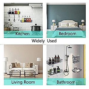 BCJDS Shower Caddy Organizer Shelf With Toothbrush, Soap Holder And 4 Hooks, Rustproof Stainless Steel Hanging Storage Rack 4 Pack For Bathroom Shower Organizer,Kitchen Storage.