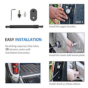 Wsays Tailgate Assist Shock Black Steel Compatible with 2002-2018 Dodge Ram 1500 2500 3500 Classic