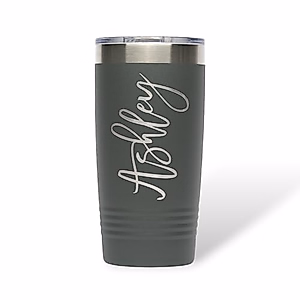ETCHIFIED Personalized 20oz Stainless Steel Tumbler with Slider Lid - Vacuum Insulated Travel Mug, Add a Name - Keeps Hot or Cold for Hours