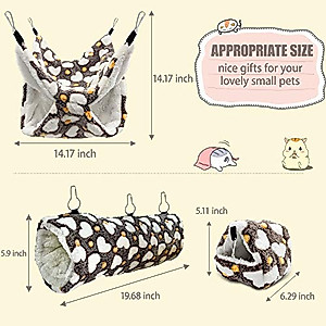 3 Pieces Small Pet Cage Hammock Set Hammock Hanging Tunnel Rat House for Small Animals Soft Double-Layer Sugar Glider Hammock Accessories Set for Parrot Ferret Squirrel Hamster Rat Playing Sleeping