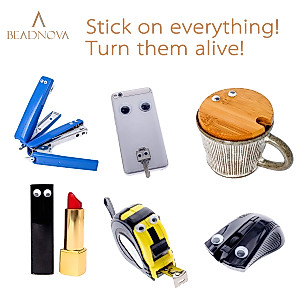 BEADNOVA Black Wiggle Googly Eyes Wobbly Eyes with Self Adhesive Sticker for DIY Craft Scrapbooking (50mm, 12pcs)