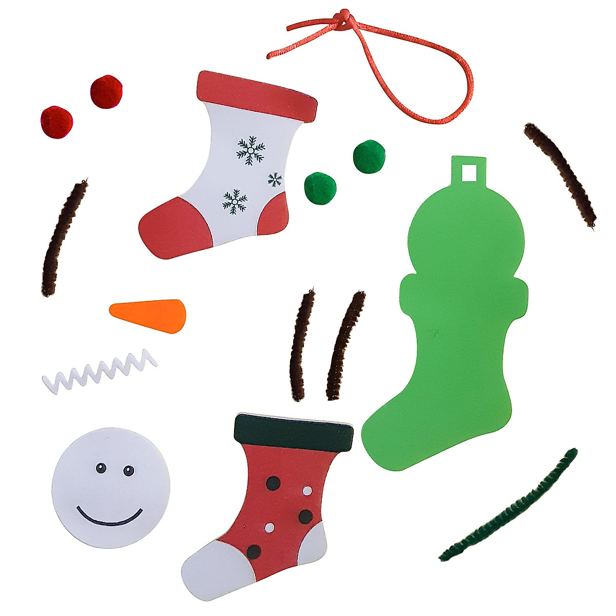 4E's Novelty Foam Christmas Snowman Stocking Ornament Craft (12 Pack) Christmas Crafts for Kids Toddlers 4-8, 8-12 Foam DIY Craft Kit Bulk