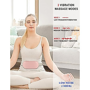 JZLUCKY Portable Heating Pads for Cramps, Fast Large Menstrual Heating Pads with 3 Heating Level and 3 Massage Mode, Cordless Heating Pads for Low Back,Belly Pain Relief Gift for Women Girl(Pink)