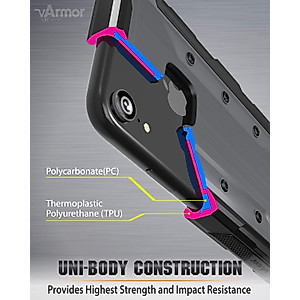 Vena vArmor Rugged Case Compatible with Apple iPhone XR (6.1"-inch), (Military Grade Drop Protection) Heavy Duty Holster Belt Clip Cover with Kickstand - Space Gray