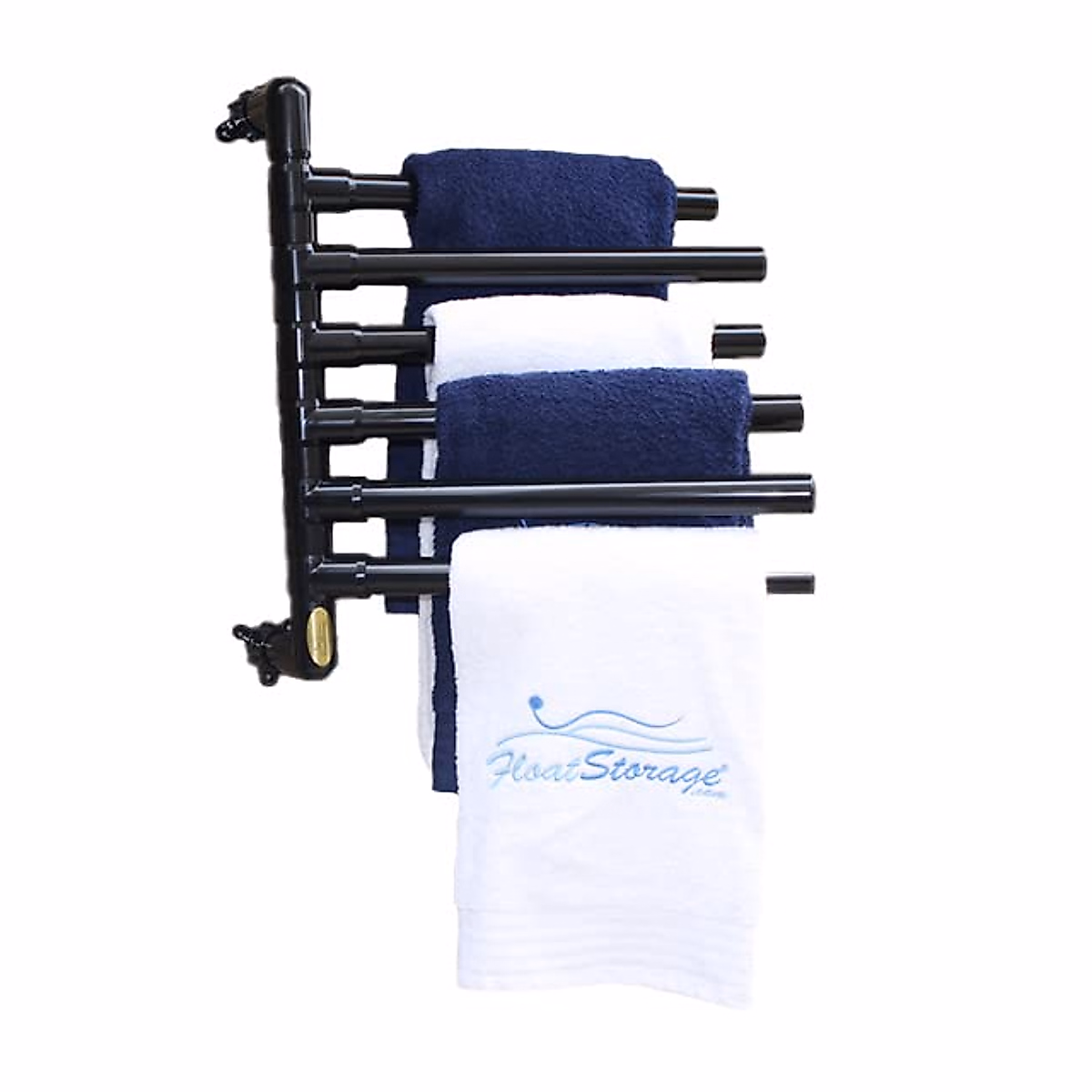 The Original Hanging Towel Rack - Wall-Mounted Outdoor Pool Towel Rack with 6 Swivel Arms for Convenient Storage - Patented Rust-Free and Durable PVC Towel Rack Design - No Assembly Required (Black)