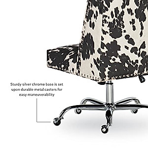 Linon Clayton Black Cow Print Office Chair, Metallic