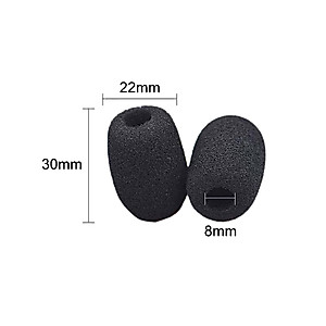 20 Pieces Mini Foam Microphone Windscreen Mic Cover Mini Microphone Windscreen Foam Cover Mini Lapel Headset Microphone Windscreen Foam Cover, 30 x 22mm, 8mm Hole, Black