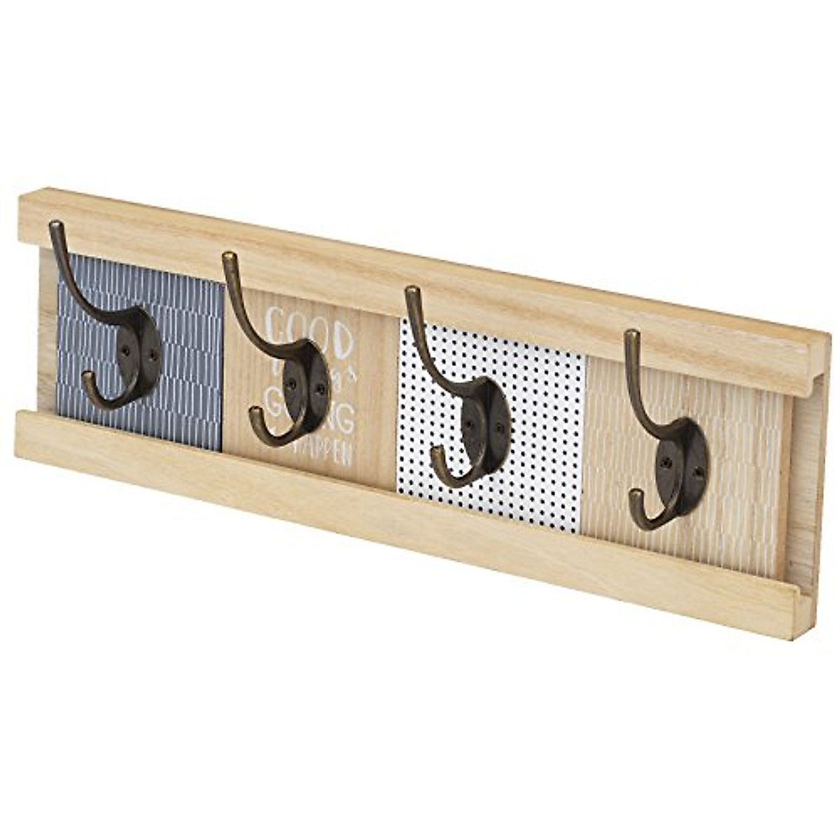 10 Street Home Wall Mount Coat Rack with 4 Adjustable Hooks - Wood and Multi-Color Modern Rustic Style for Entryways, Closets, and Bathrooms