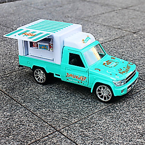 Tipmant Large Size RC Food Truck Remote Control Vehicle Electric Car Toy 4 Channels Light Sound Kids Birthday (Green)