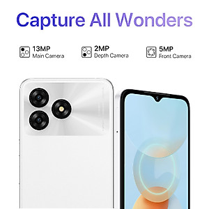 UMIDIGI Unlocked Cell Phone, G5A MTK Helio A22 4+4GB +64GB Android 13 Smartphone Unlocked with 6.52" Full Screen, 13MP+2MP+5MP AI Triple Camera, 5000mAh Battery Fast Charging Mobile Phones,White
