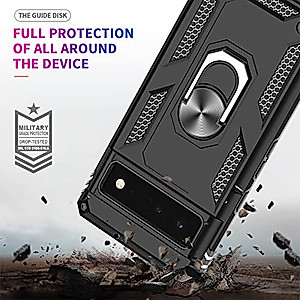LeYi Pixel 7 Case, Google Pixel 7 Case, Military Grade Shockproof Heavy Duty Full Body Stand Protective Cell Phone Cover, Built in Ring Holder for Pixel 7 Black