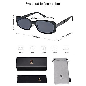 SOJOS Small Face Sunglasses Womens Men Trendy Y2K Designer Cute Shades Petite,Black