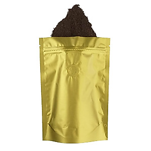 QQ Studio Foil Coffee Packaging Bags with Zipper and Degassing Valve for Whole and Ground Coffee (Gold, 18.5oz (Pack of 50 Bags))