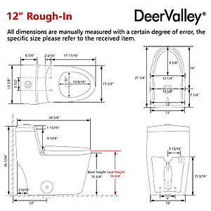DeerValley Elongated One-Piece Toilet, Dual Flushing Toilet with 17" ADA Comfortable Chair Seat, 0.8/1.28 GPF High-Efficiency Modern Toilet, White Toilet Bowl For 12" Rough-In
