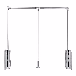 Pull Down Closet Rods, Adjustable 35-48 Inch Wardrobe Rail Lift Collapsible Closet Rod Aluminium Retractable Wardrobe Hanger Clothing Rail Closet Lift Organizer Storage Lift for Wardrobe Bedroom
