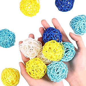 15 Pieces 1.8 Inch Wicker Rattan Balls Natural Rattan Ball Decorative Wicker Balls Sphere Orbs Vase Fillers Balls for Dating Table Banquet Decoration Christmas Wedding Home Garden Hanging Decoration