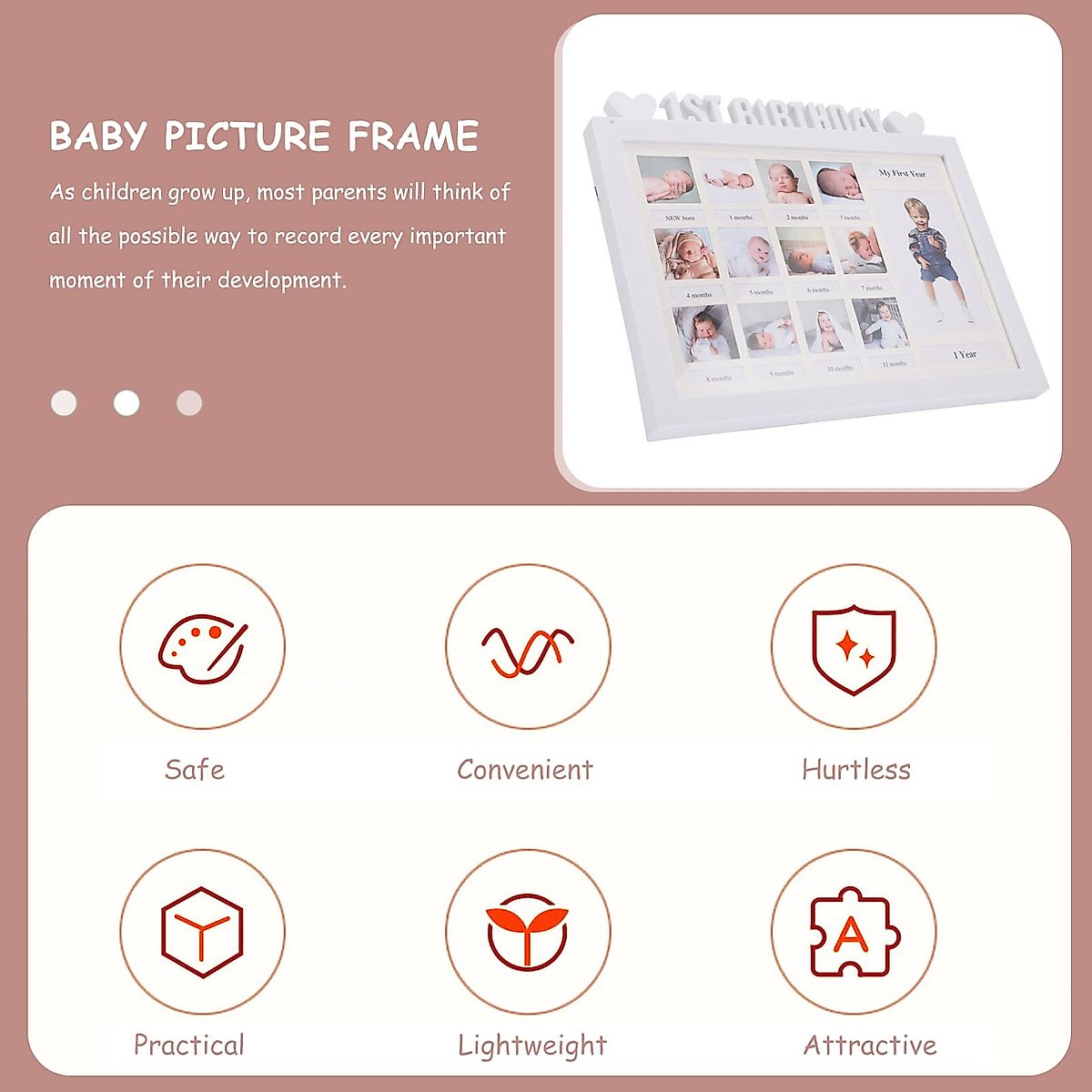 Kisangel Babys First Year Frame 12 Month Picture Frame 1st Birthday Photo Frame Picture Frame Milestone Photos Frame My First Year Picture Frame Memories Keepsake Photo Frame White