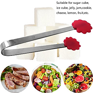 Daycount 5pcs Stainless Steel Sugar Tong 5-Inch Mini Serving Tongs With Creative Silicone Head, For Tea Coffee Party