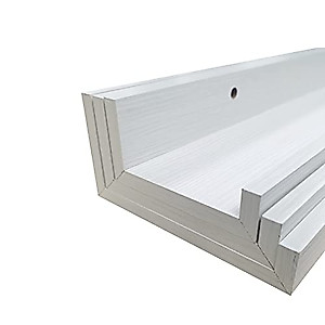 Goizxol, Floating Shelves Set of 3, Wall Mounted Wood Shelves for Decor Storage, White Floating Shelves for Living Room, Bedroom, Kitchen, Bathroom (White, 36inch)