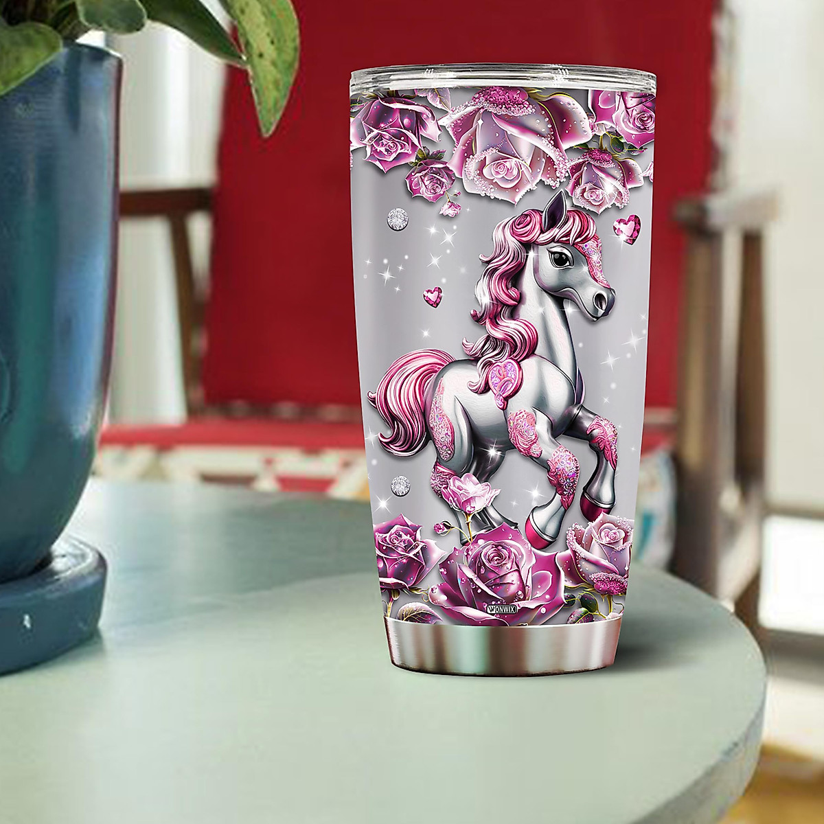 Personalized Horse Gifts for Girls, Women, Insulated Stainless Steel Coffee Cup, Travel Mug, Tumbler, Water Bottle, Gift for Horses Lover, Christmas, Birthday, Mother's Day, Valentine