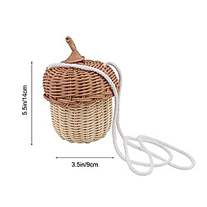 COHEALI Kids Purse 2pcs Mini Purse Portable Kids Bag Rattan Woven Basket Shaped Bag Cross-Body Woven Bag Kids Wallet