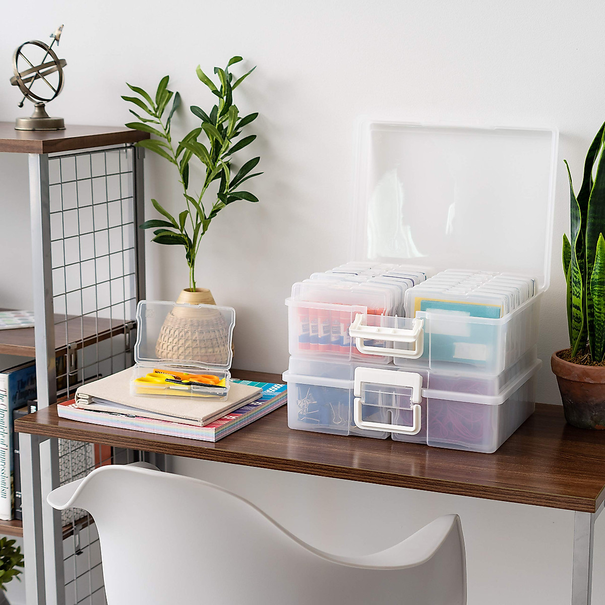 IRIS USA 4" x 6" Photo Storage Craft Keeper, 2 Pack, Main Container with 16 Organization Cases for Pictures, Crafts, Scrapbooking, Stationery Storage, Protection and Organization, Clear