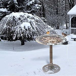 Bird Bath De-icer Heater with Aluminum Base, Outdoors Pond De-icer 60 Watts for Winter Deicer, Birdbath Deicer Water Heater Thermostatically Controlled for Patio Yard and Lawn (Solid Color Style)