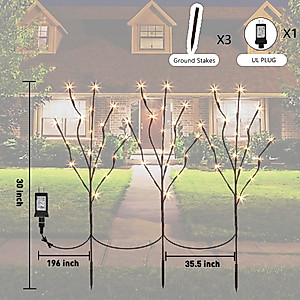 PEIDUO Lighted Willow Branch 30Inch 3PK 60L LED Pathway Lights for Christmas Room Decoration Indoor Apartment Outdoor Stake Lights for Lawn