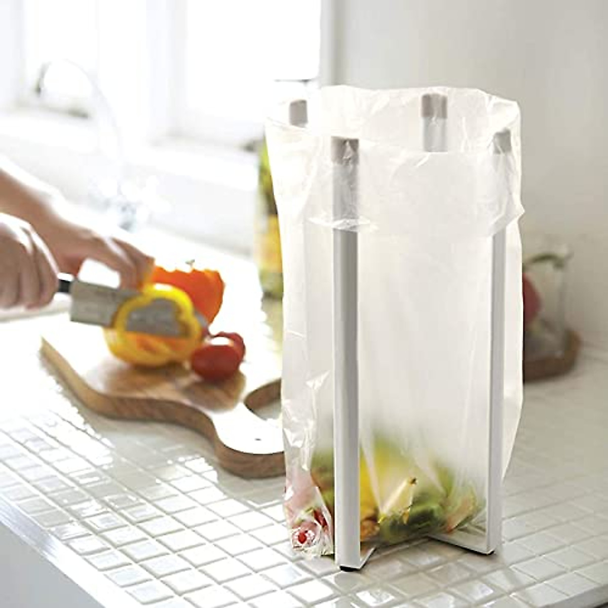 Tiiyee Multifunctional Kitchen Stand Holder, Water Bottle Drying Rack Plastic Bag Wine Decanter Glass Dryer Space Saving Glove Storage Dispenser Vertical Cup Trash Bag Shelf Organizer for Home Tower