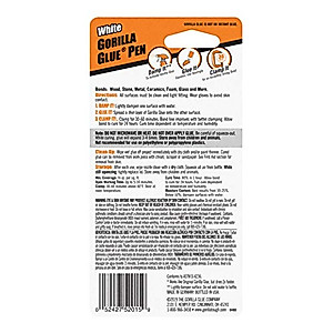 Gorilla White Gorilla Glue Pen, Waterproof Polyurethane Glue, .75 Ounce Precision Tip Bottle, White, (Pack of 1)