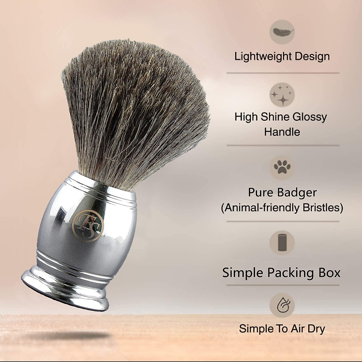 Shaving Brush for Men, Synthetic hair Chrome Metal Best Brush for Personal and Professional Shaving Hair Salon Tool Gifts for Friends, For Fathers Day (knot size 20mm)