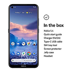 Nokia 5.4 | Android 10 | Unlocked Smartphone | 2-Day Battery | Dual SIM | US Version | 4/128GB | 6.39-Inch Screen | 48MP Quad Camera | Polar Night
